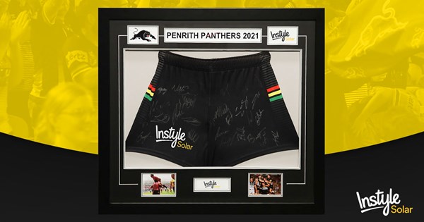 Win signed and framed Panthers shorts | Official website of the Penrith ...